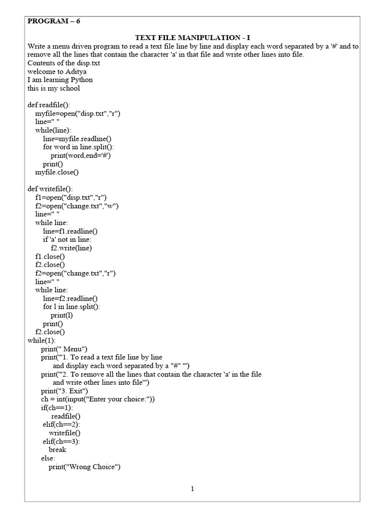 Practical Programs (5 - 24) | PDF | Text File | Menu (Computing)