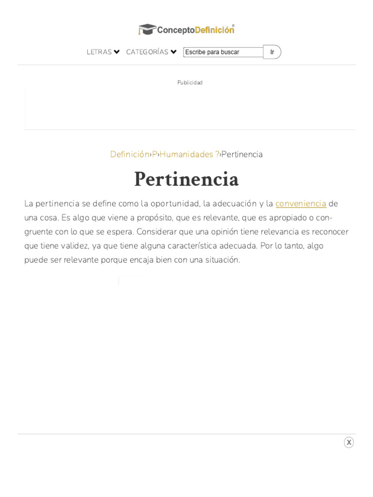 ¿Qué Es Pertinencia - Su Definición y Significado 2021 | PDF