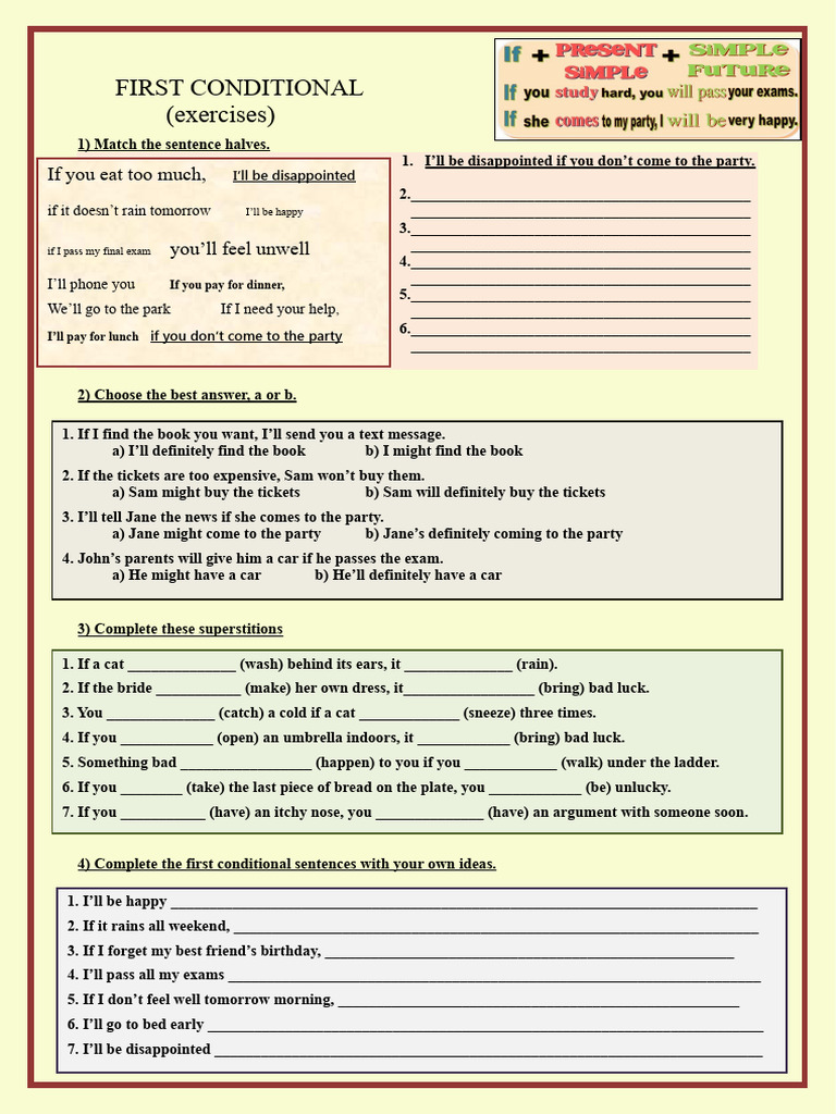 First Conditional Exercises Grammar Drills Grammar Guides Tests 83849 | PDF