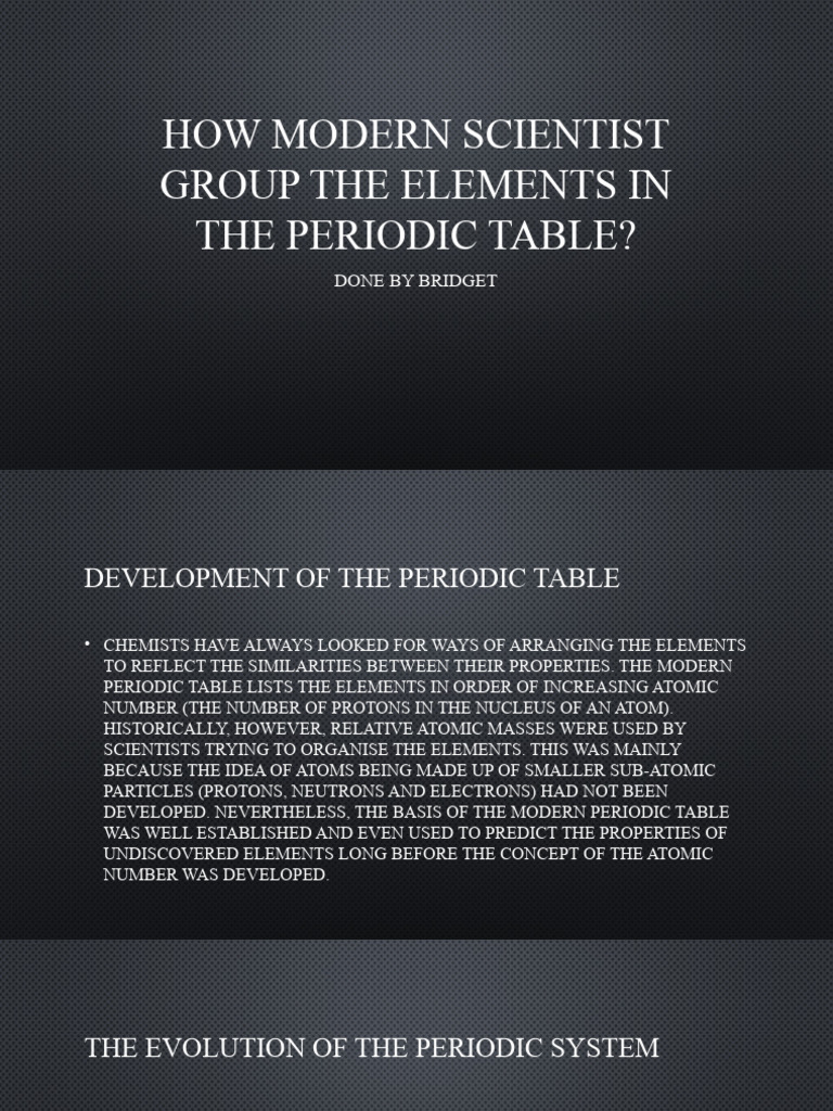How Modern Scientist Group The Elements in The | PDF | Periodic Table ...