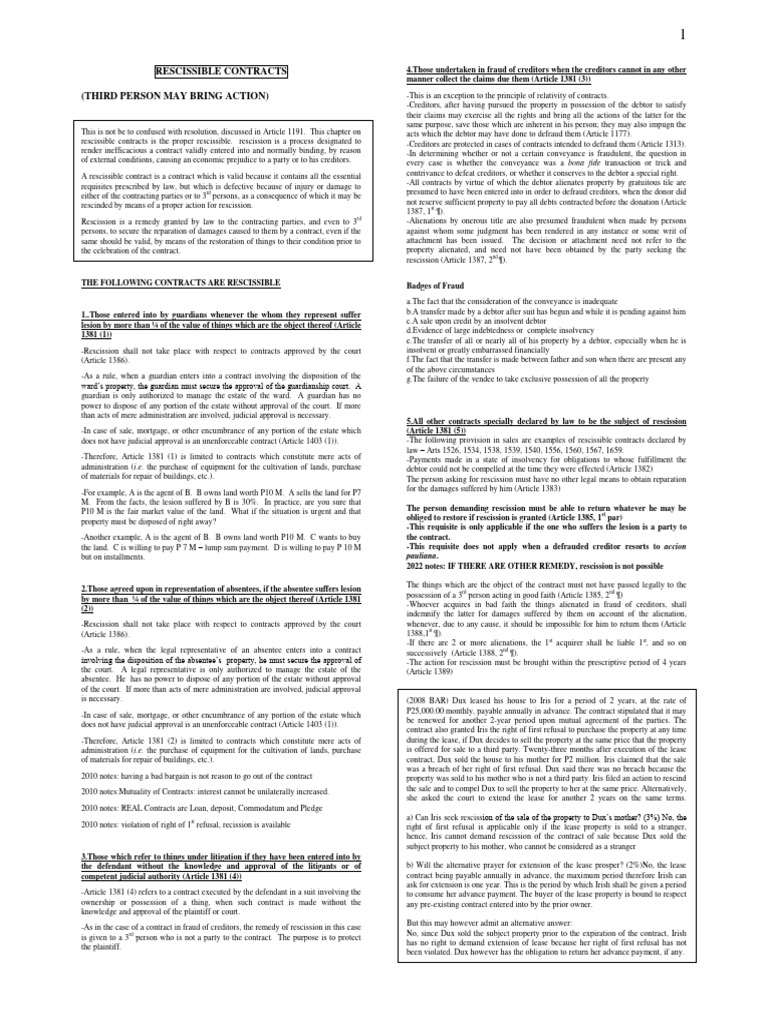 5-Defective Contracts | PDF | Annulment | Misrepresentation
