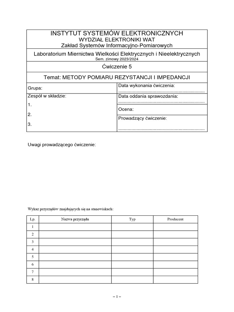 CW5 Pomiary R I Z | PDF