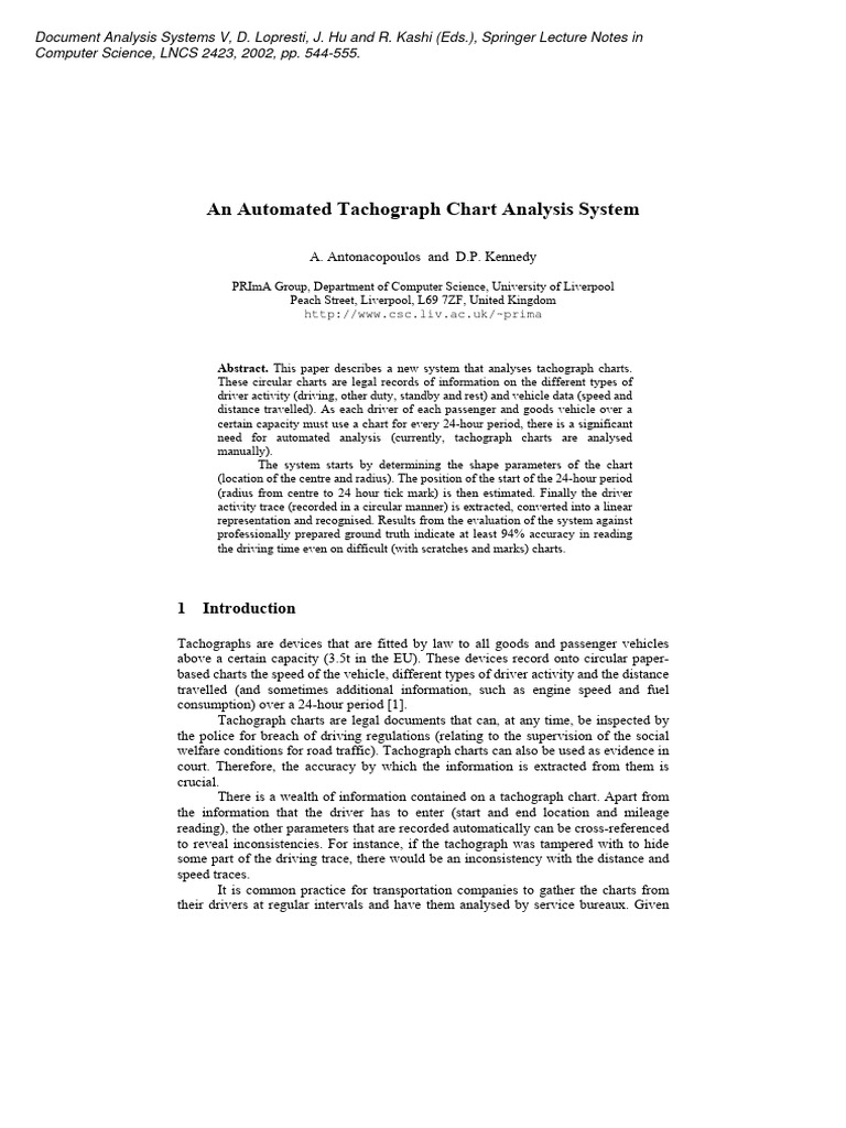 Automated Tachograph Chart Analysis System | PDF
