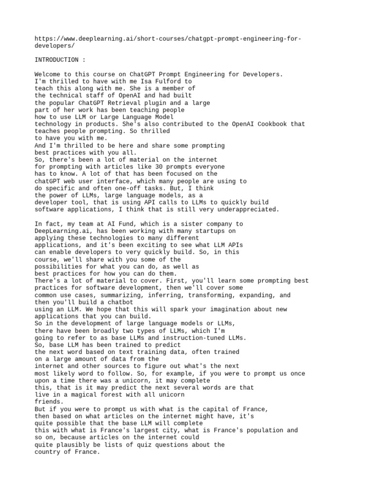 ChatGPT Prompt Engineering For Developers | Download Free PDF ...