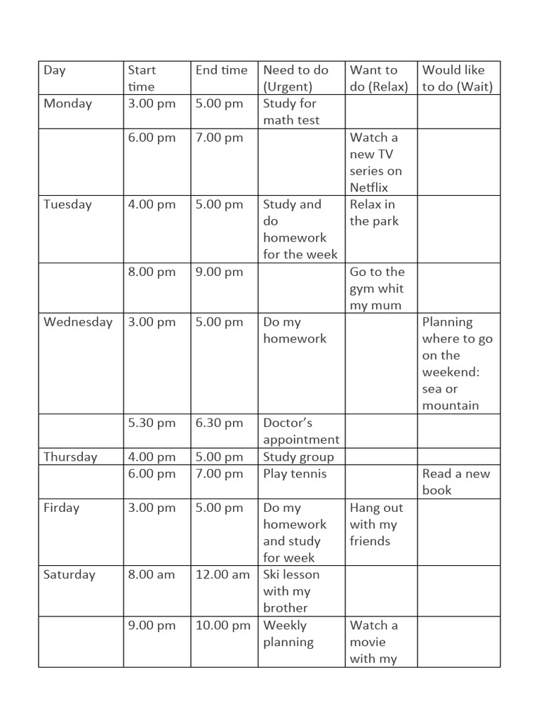 Map Out My Week | PDF