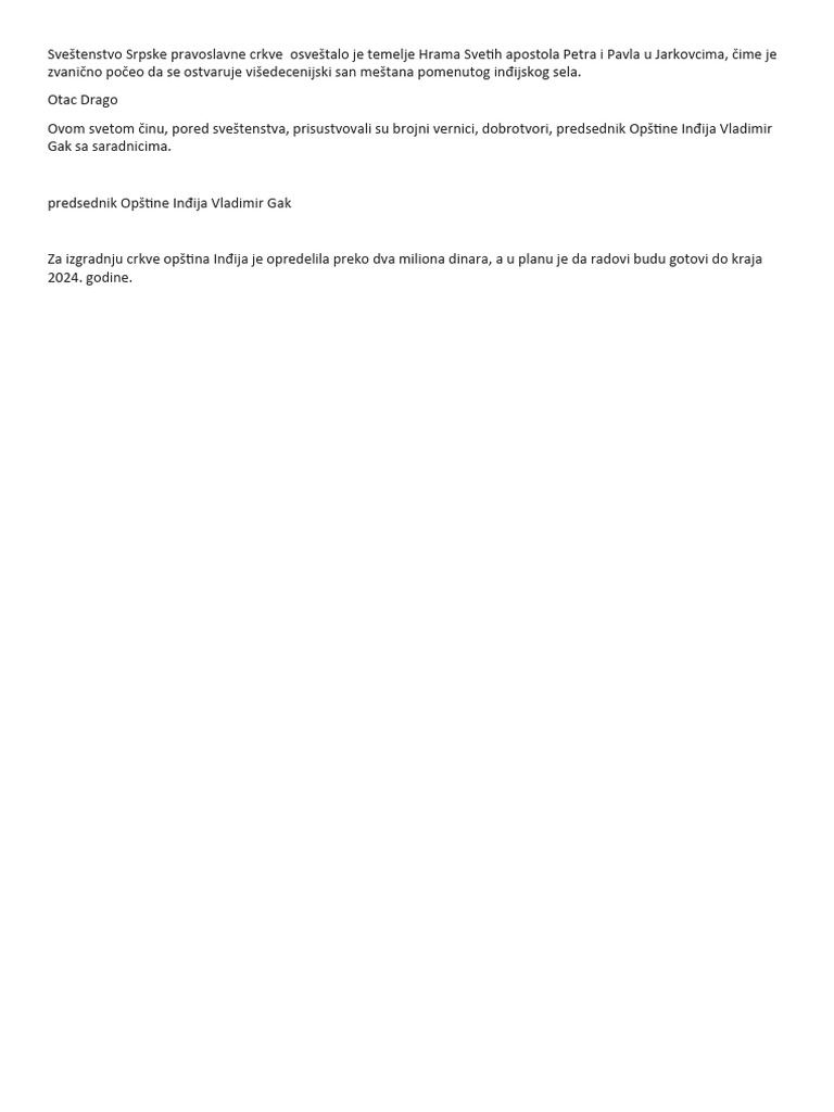 TV Fruska Gora - Hram 11122023 | PDF