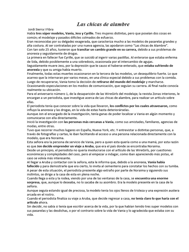 Las_chicas_de_alambre_RESUMEN | PDF