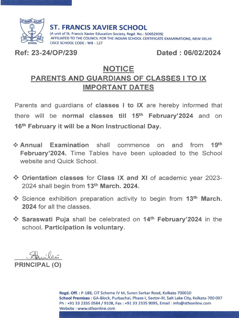 Classes I To Ix - Important Dates | PDF
