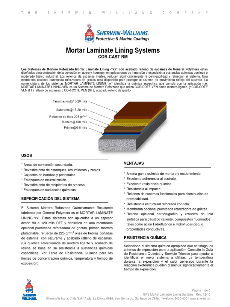 Mortar Laminate Lining Systems | PDF | Hormigón | Revestimiento