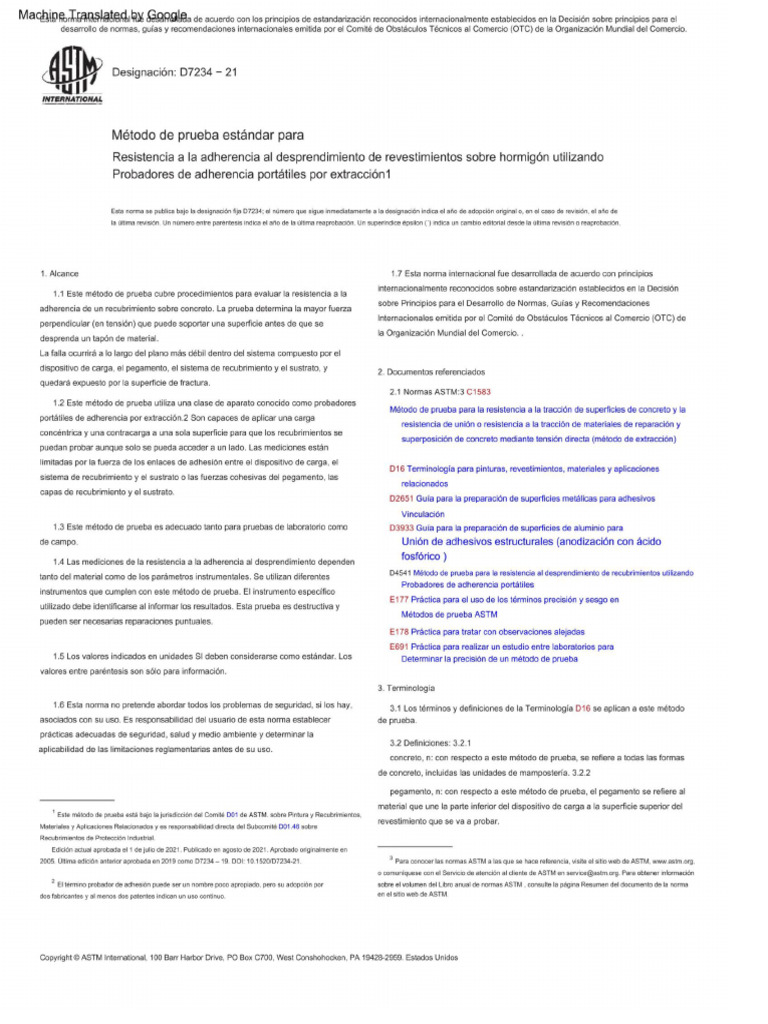 D7234 21 Standard Test Method For Pull-Off Adhesion Strength of ...