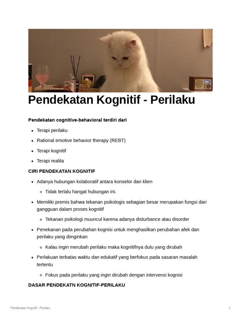 Psikologi Konseling Pendekatan Kognitif | PDF