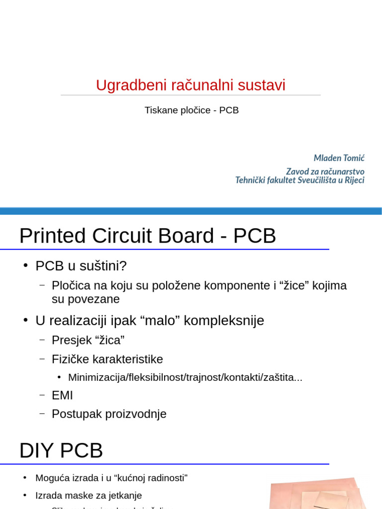 Ugradbeni Računalni Sustavi: Tiskane Pločice - PCB | PDF