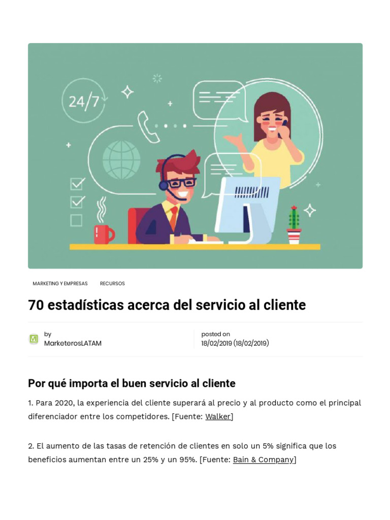 70 Estadísticas Acerca Del Servicio Al Cliente - Marketeros LATAM - Comunidad de Marketing | PDF ...
