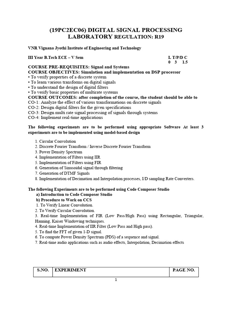 Dsp Manual R19 Pdf Discrete Fourier Transform Spectral Density 