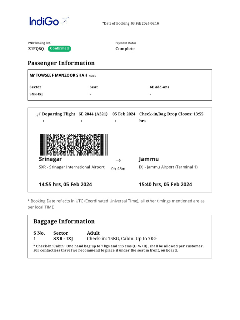 Flight Itinerary | PDF