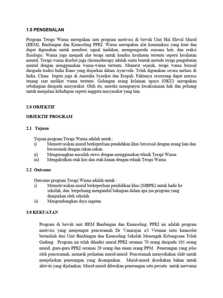 Laporan Terapi Warna 2023 PPKI | PDF