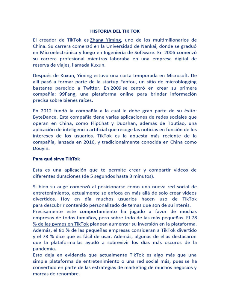 Historia de Tik Tok | PDF