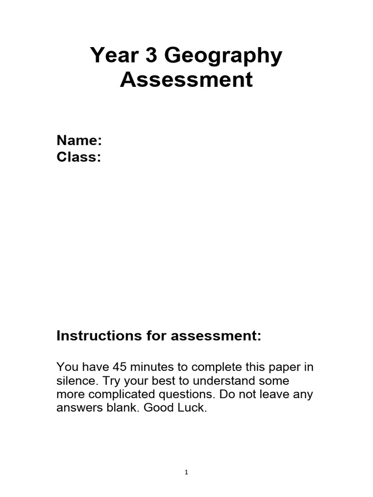 Year 3 Geography Assessment | PDF | Earth Sciences | Natural Environment
