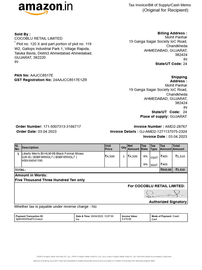 Shoes Bill Mohit | Download Free PDF | Invoice | Business