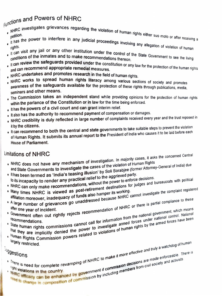 Functions of NHRC | PDF | Human Rights | Separation Of Powers