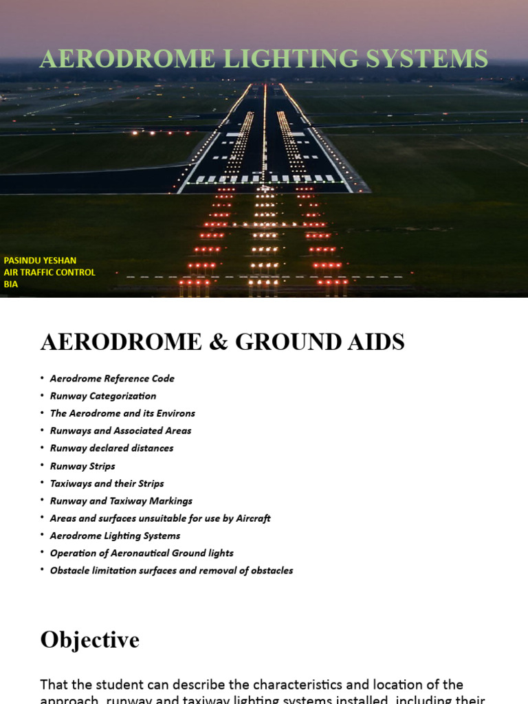 Aerodrome Lighting Systems Overview | PDF | Airport | Air Traffic Control