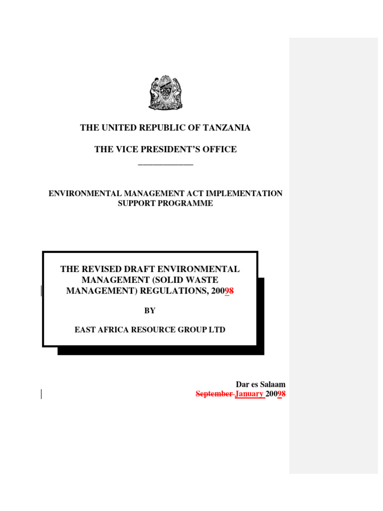 Tanzania Solid Waste Management Regulations | PDF | Waste Management ...