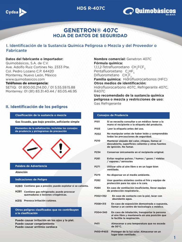 HDS Genetronr 407C | PDF | Residuos | Oxígeno
