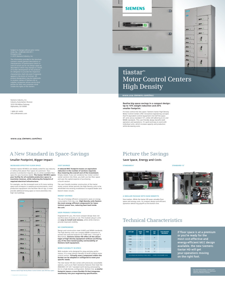 Ansi LV MCC High Density Brochure - Original | PDF | Efficient Energy ...