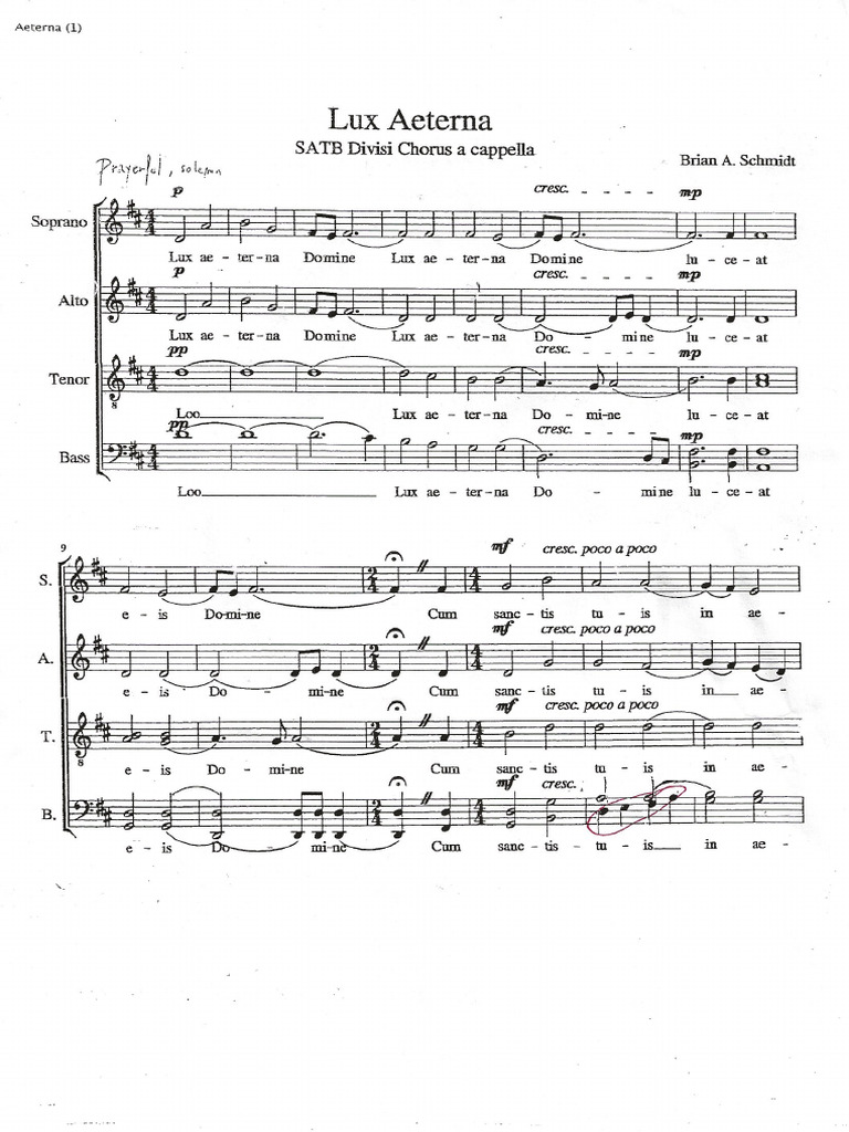 Lux Aeterna Brian A. Schmidt Satb | PDF