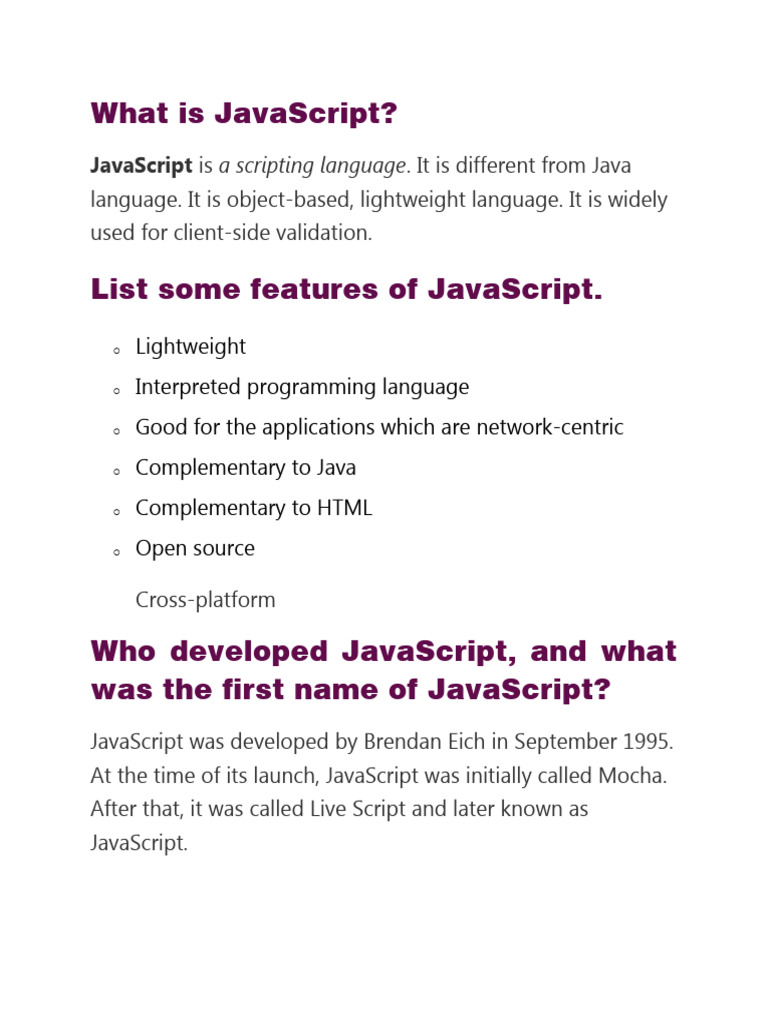 JavaScript Questions | PDF | Data Type | Java Script JavaScript Questions | PDF | Data Type | Java Script