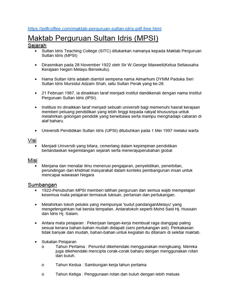 Latar Belakang Penubuhan MPSI | PDF