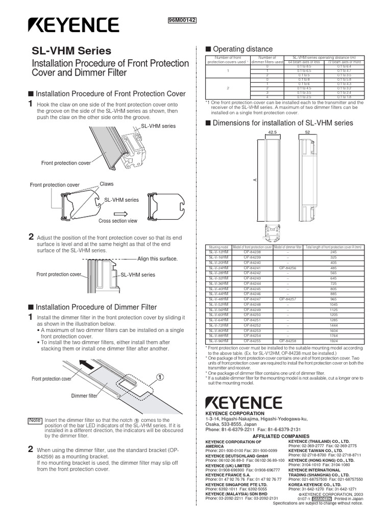 SL-VHM Series: Installation Procedure of Front Protection Cover and ...
