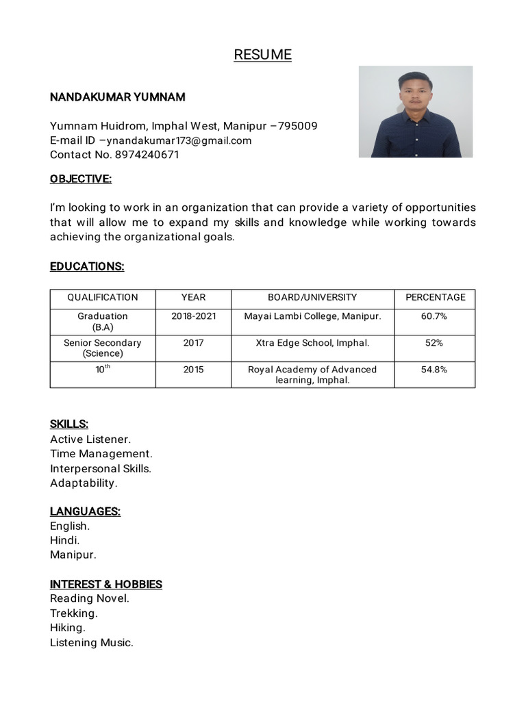 Nandakumar Yumnam RESUME1 | PDF