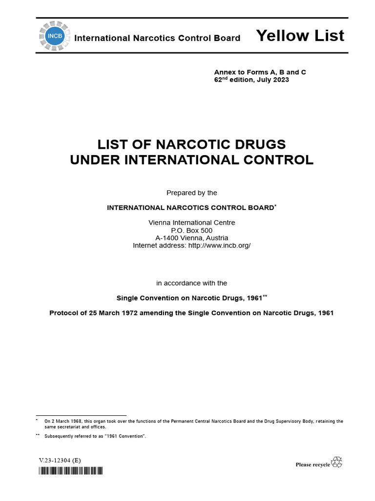 Yellow List: List of Narcotic Drugs Under International Control | Download Free PDF | Morphine ...