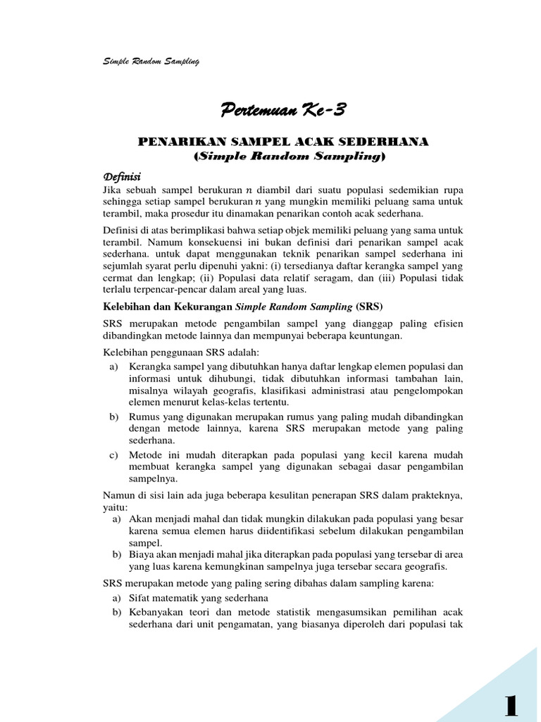 Panduan Simple Random Sampling | PDF