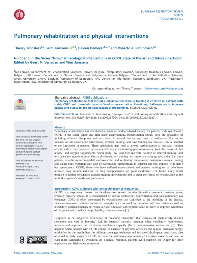pr and physical interventions | PDF | Chronic Obstructive Pulmonary ...
