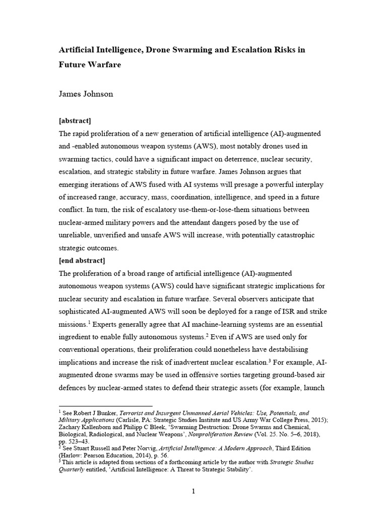 RUSI Journal JamesJohnson (2020) | PDF | Unmanned Aerial Vehicle | Anti ...