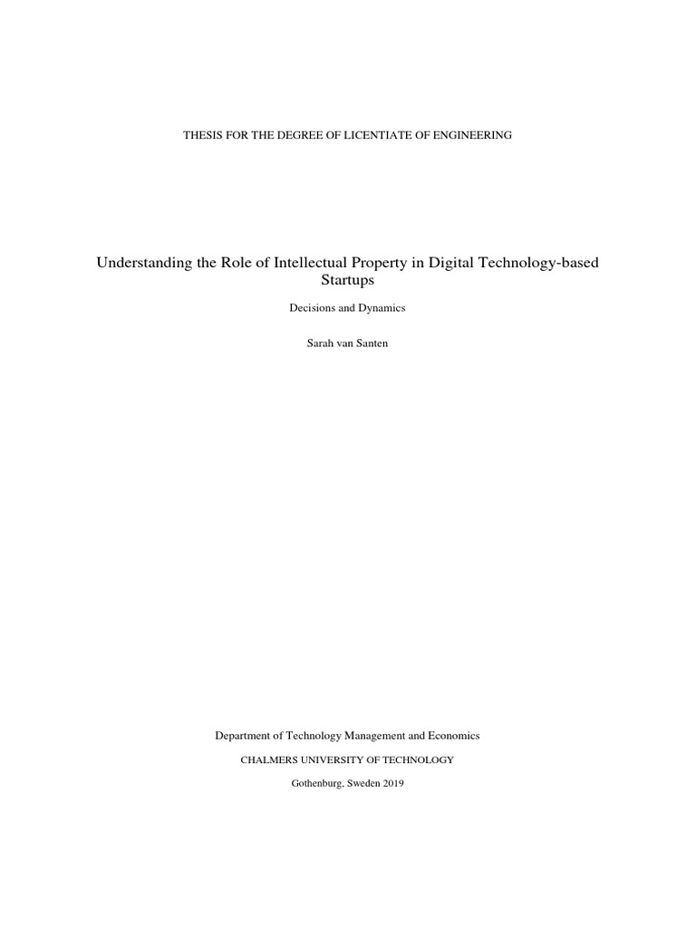 Understanding the Role of Intellectual Property in Digital Technology-based startup | PDF ...