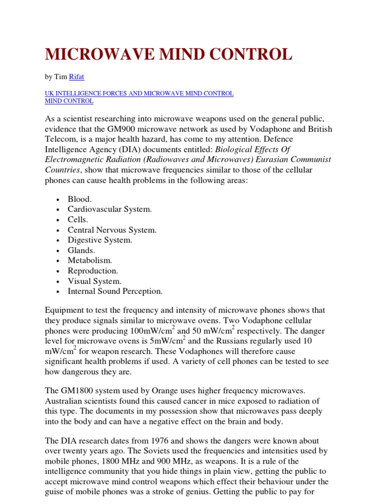 Tim Rifat - Microwave Mind Control - Microwave Weapons | PDF ...