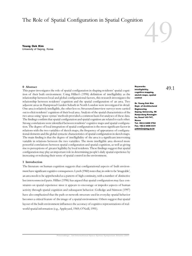 The Role of Spatial Configuration in Spatial Cognition | PDF | Correlation And Dependence | Map
