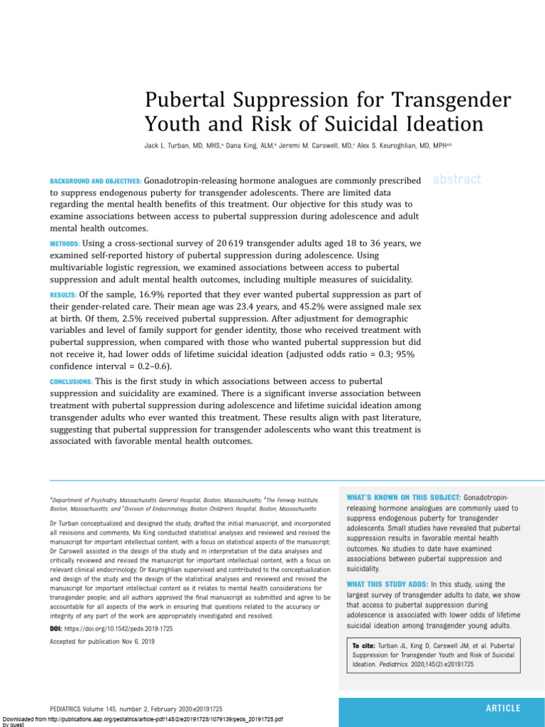 Peds 20191725 | PDF | Transgender | LGBTQIA+ Studies