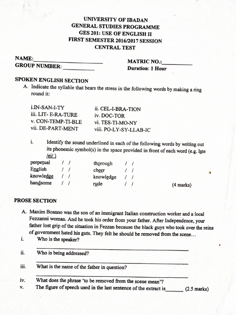 GES 201 Past Questions | PDF