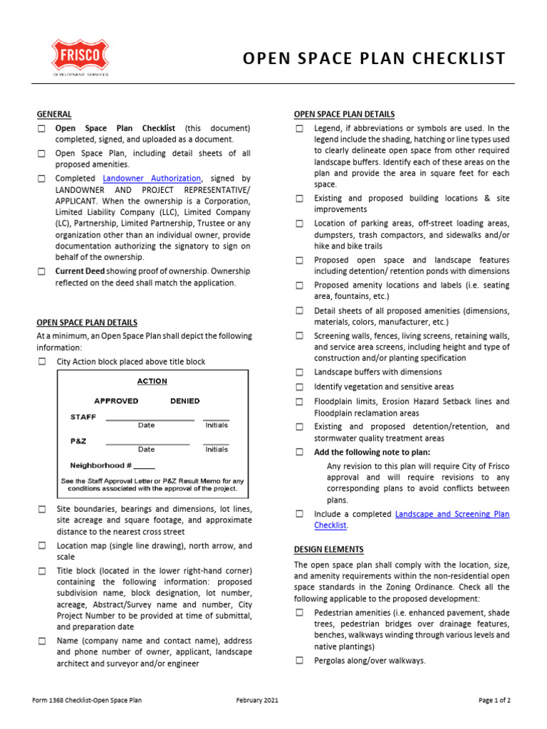 Checklist-Open-Space-Plan-PDF Hillcrest PL | PDF | Landscape | Zoning