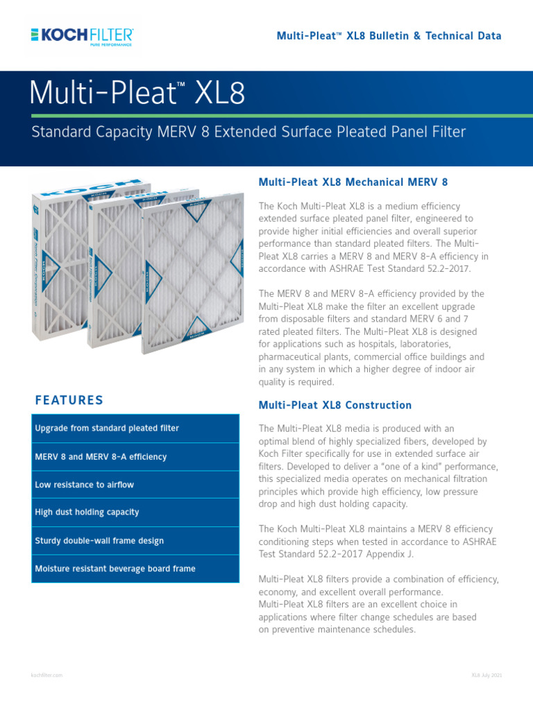 Koch Multi-Pleat XL8 SC | PDF | Filtration | Building Engineering