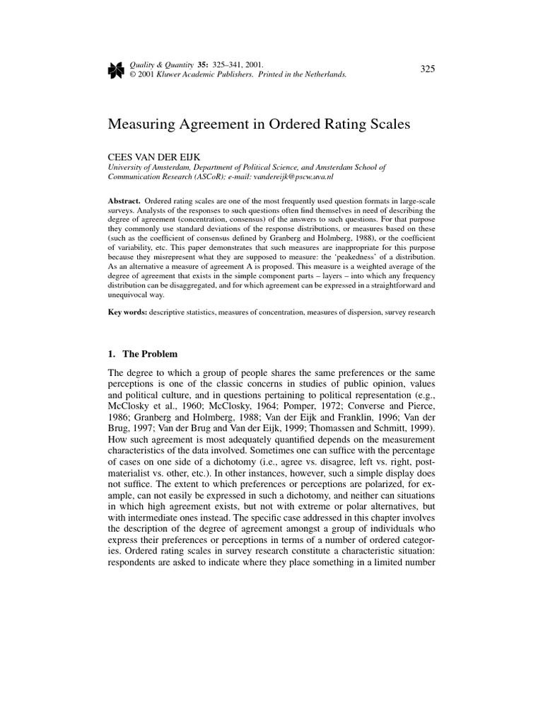 Measuring Agreement in Ordered Rating Scales | PDF | Mode (Statistics ...