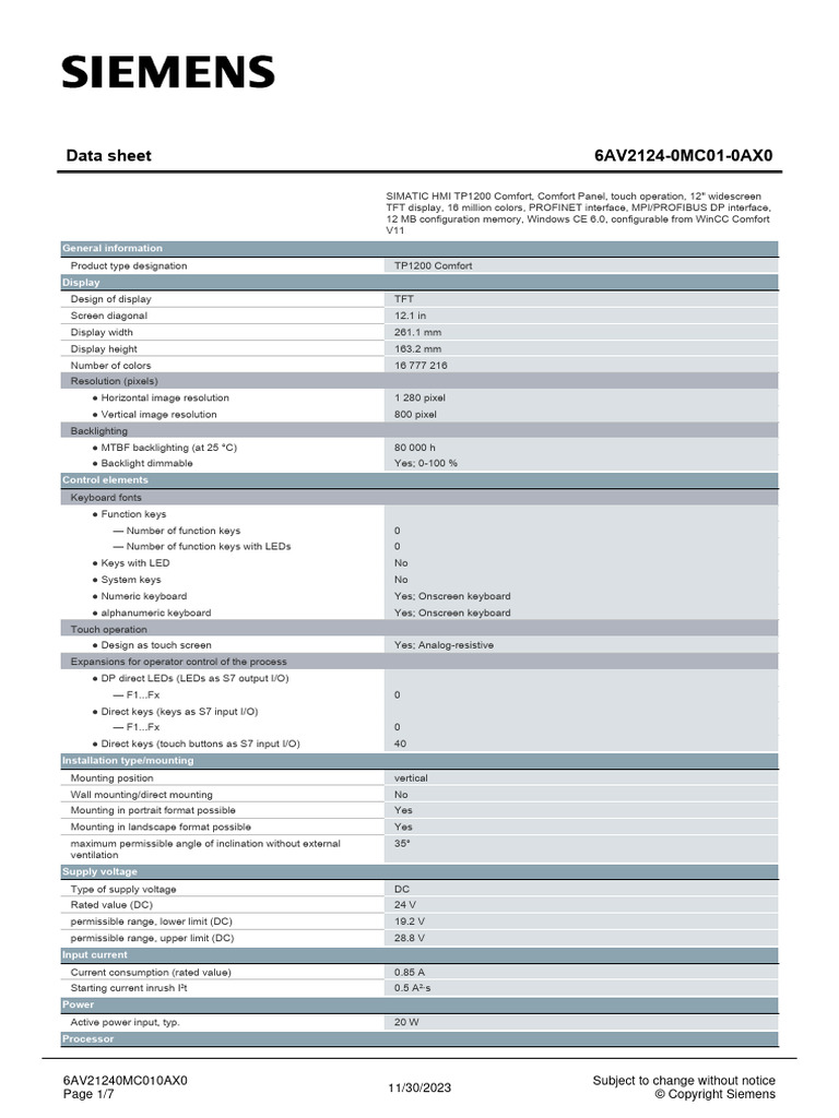 6AV21240MC010AX0 Datasheet en | PDF | Usb Flash Drive | Computer Keyboard