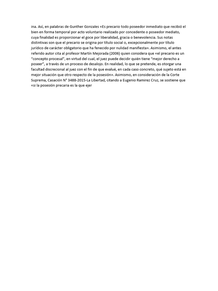 Concepto de Posesión Precaria en Derecho | PDF