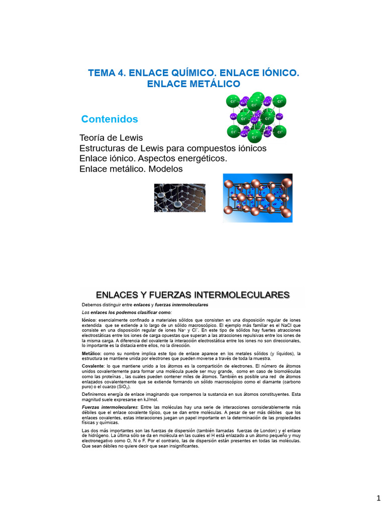 Tema 4 | PDF | Enlace químico | Enlace covalente