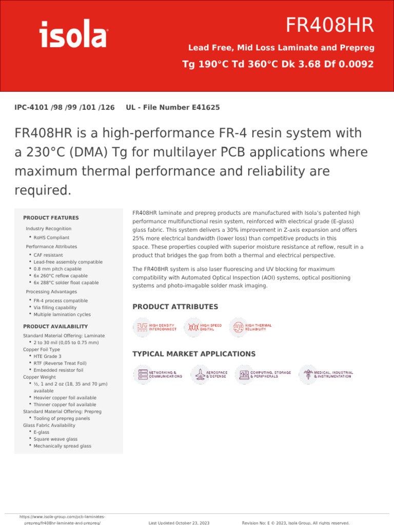 FR408HR Laminate and Prepreg Overview | PDF | Printed Circuit Board ...