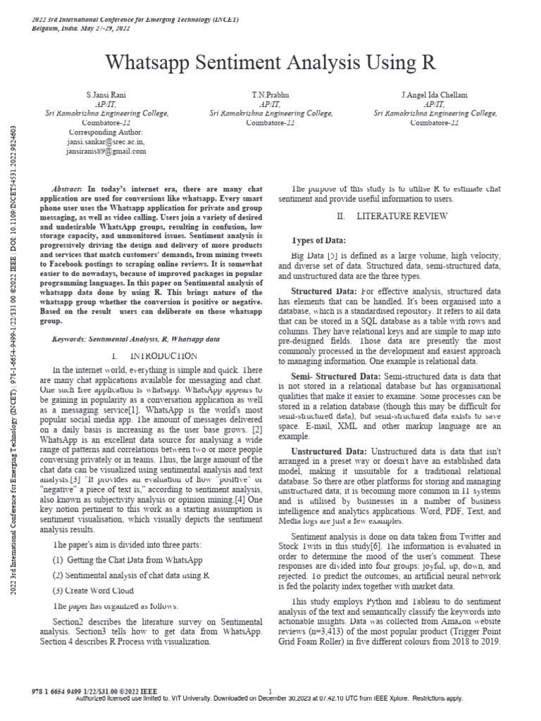 Whatsapp Sentiment Analysis Using R | PDF | Relational Database | Databases